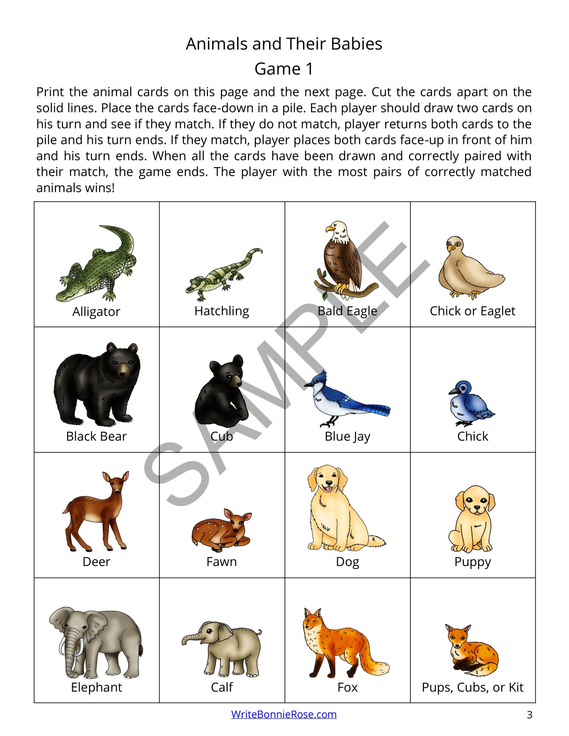 Animals and Their Babies Matching Game | Made By Teachers