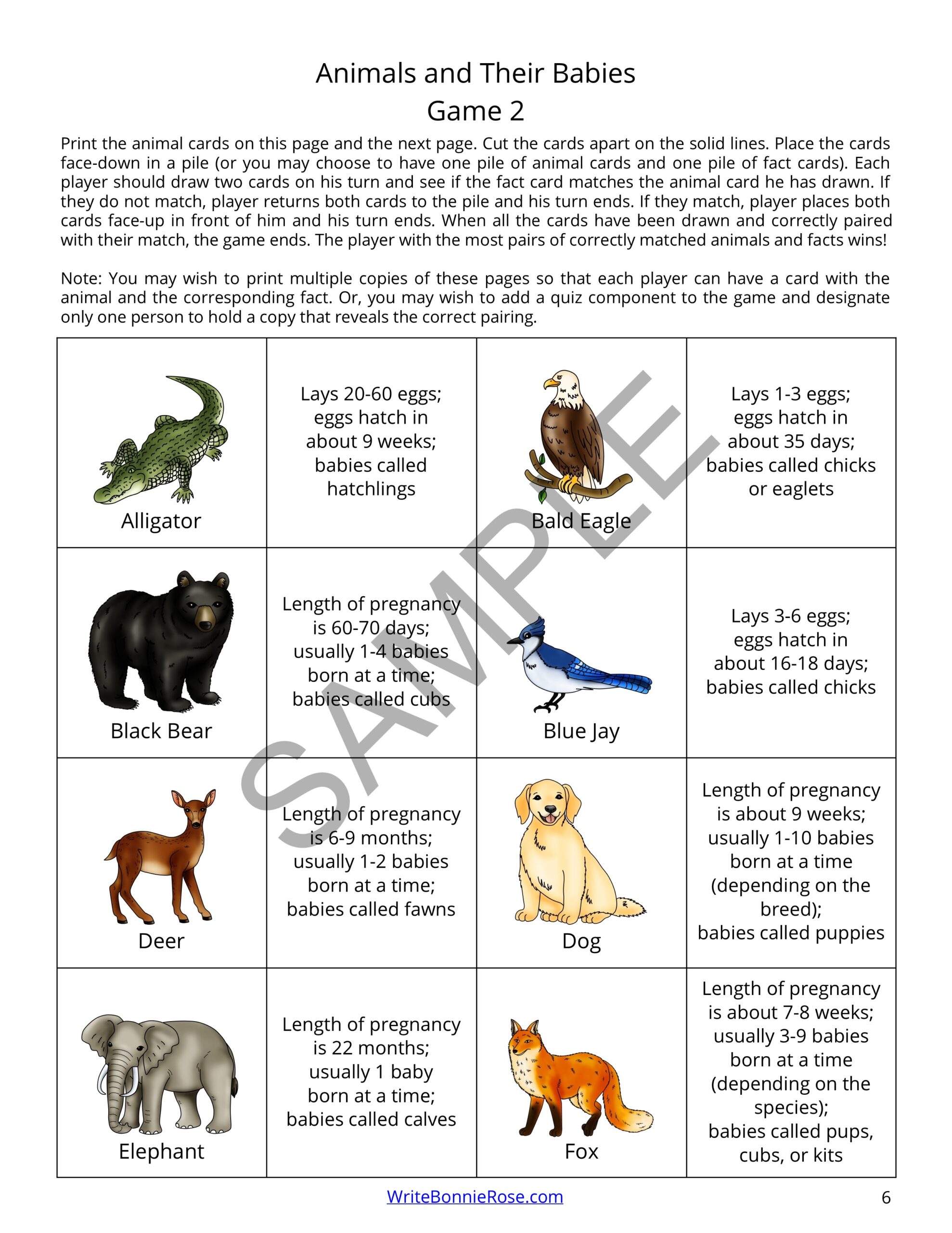 Animals and Their Babies Matching Game | Made By Teachers