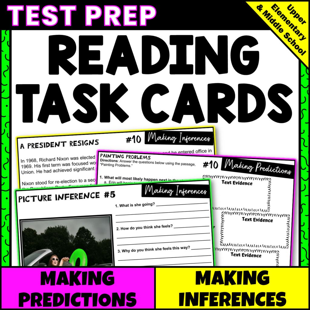 Making Inferences and Predictions Reading Comprehension Task Cards ...