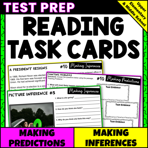 Making Inferences and Predictions Reading Comprehension Task Cards ...