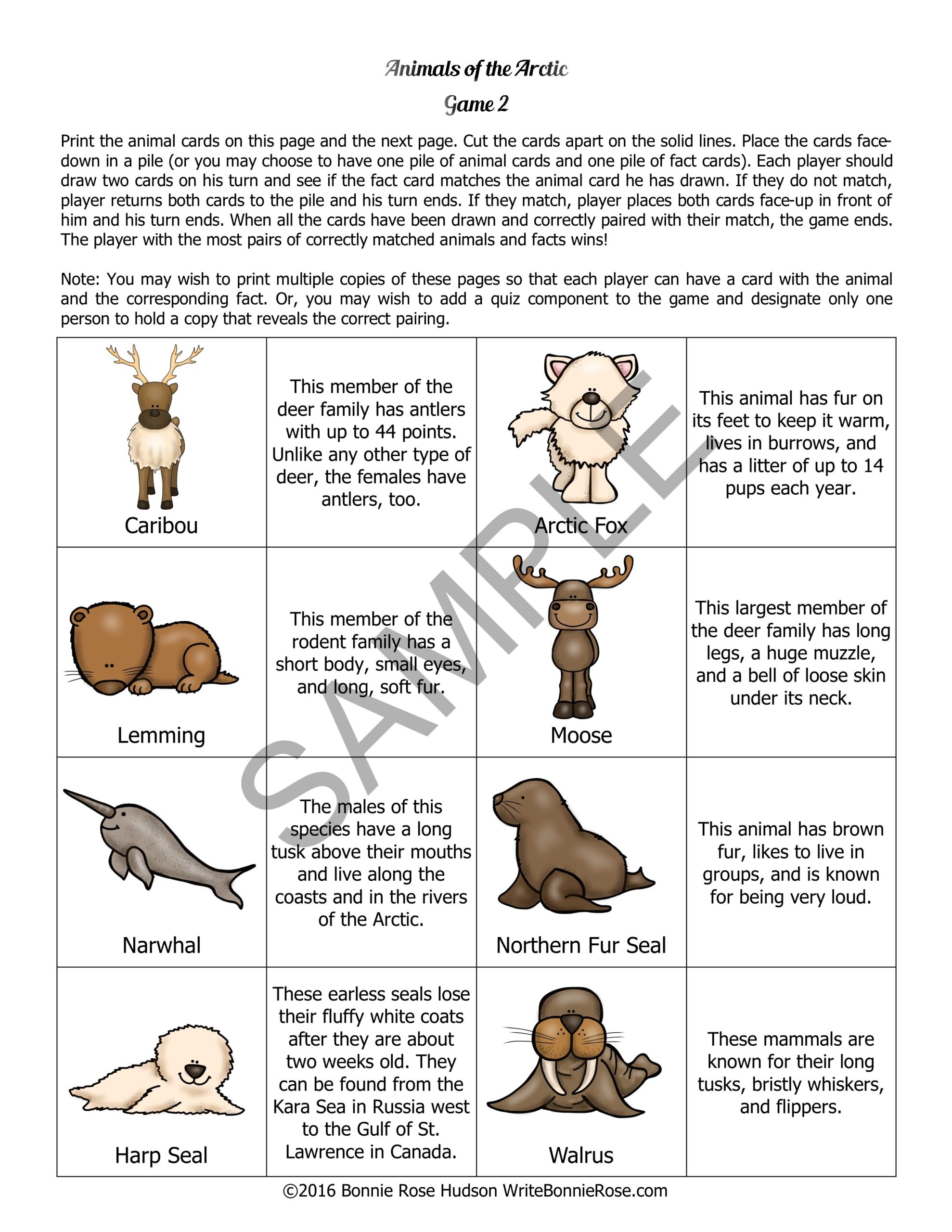 Animals of the Arctic: Animal Facts Matching Game | Made By Teachers