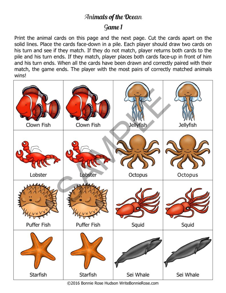 Animals of the Ocean: Animal Facts Matching Game | Made By Teachers