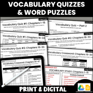 A Night Divided Novel Study Vocabulary Activities and Quizzes | Made By ...