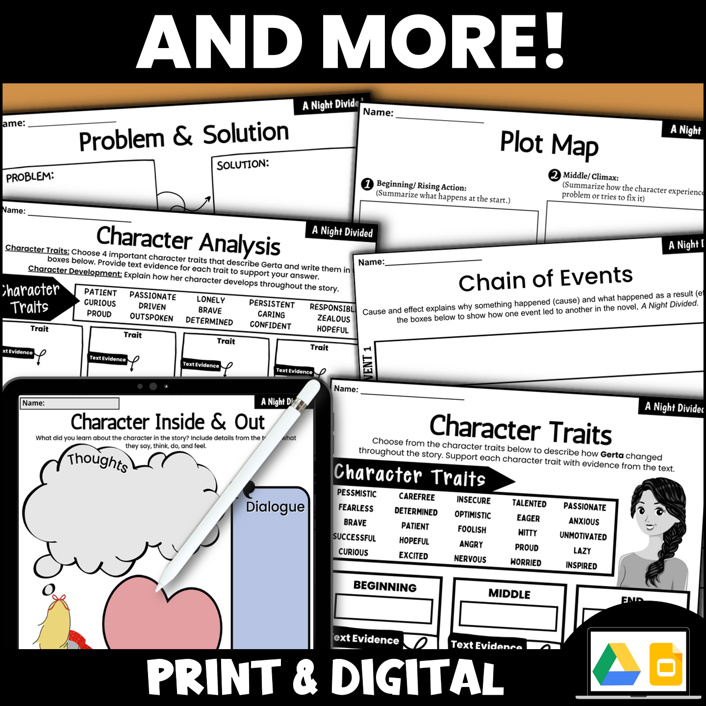 A Night Divided Novel Study Reader Response Questions and Graphic ...