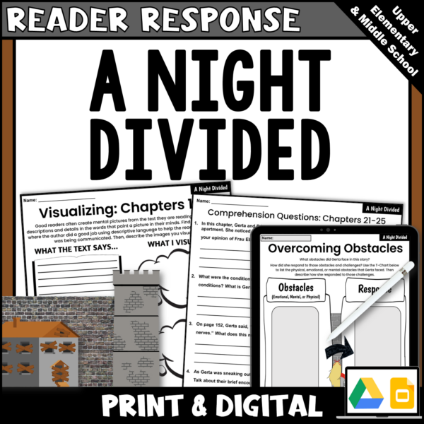 A Night Divided Novel Study Reader Response Questions and Graphic ...