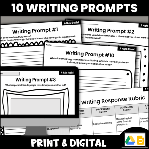 A Night Divided Novel Study Quizzes, Essay Questions and Writing ...