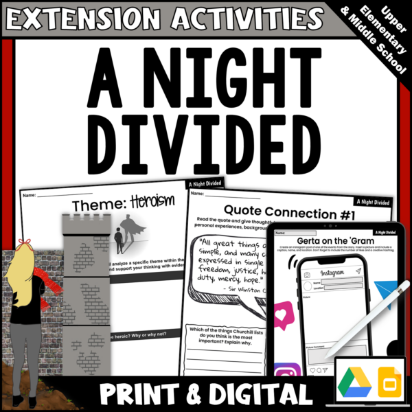 A Night Divided Novel Study Theme and Symbolism Extension Activities ...