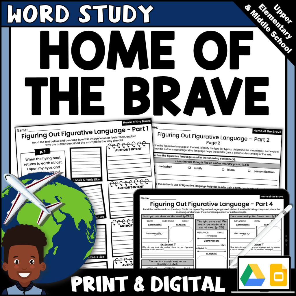 Home of the Brave Vocabulary and Figurative Language Activities | Made ...