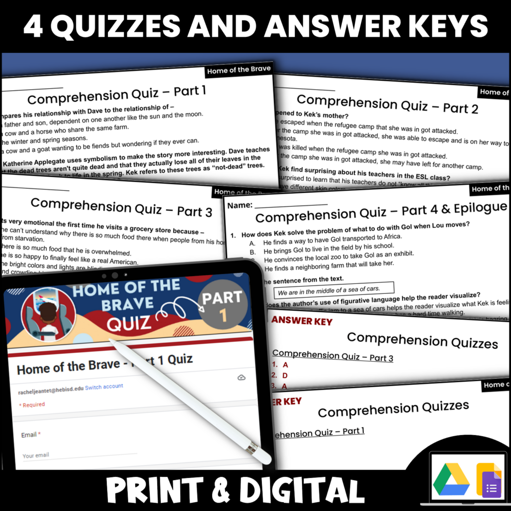 Home of the Brave by Katherine Applegate Quizzes, Final Test, & Writing ...
