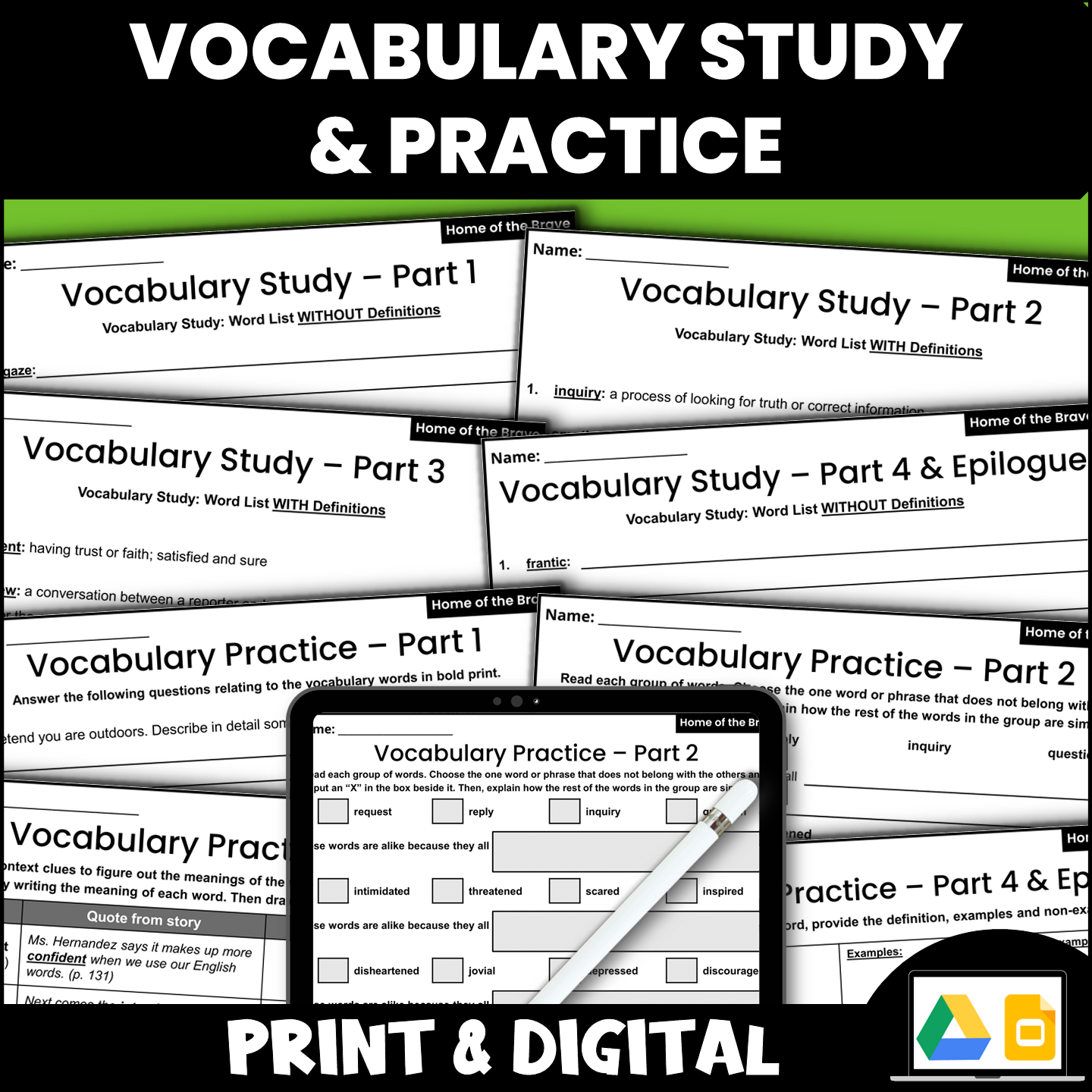 Home of the Brave Vocabulary and Figurative Language Activities | Made ...