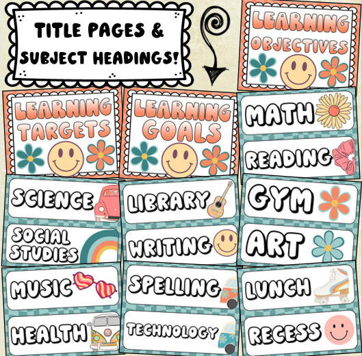 Learning Objectives Bulletin Board Display Posters Groovy Retro ...