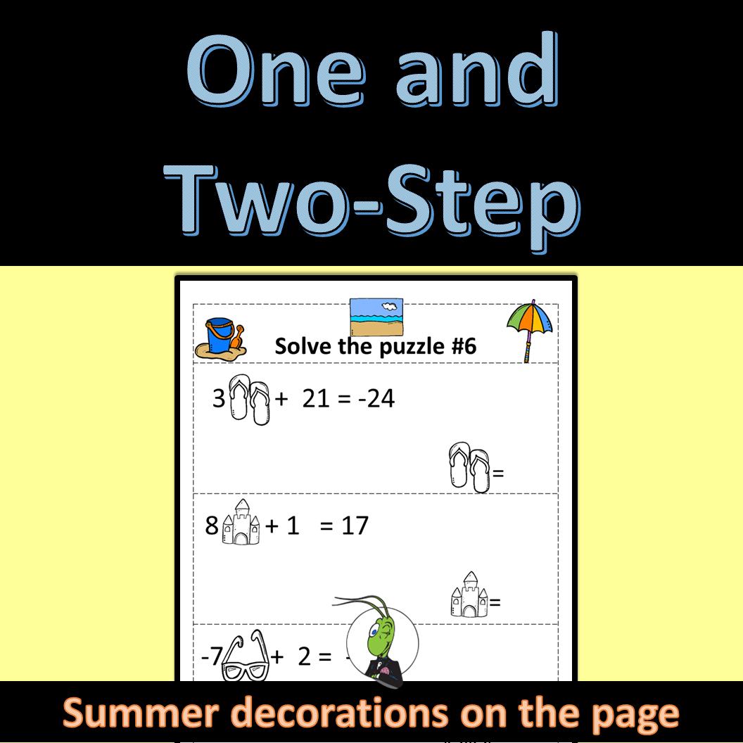 Summer Solving One and Two Step Equations | Logic Puzzles | Algebra 1 ...