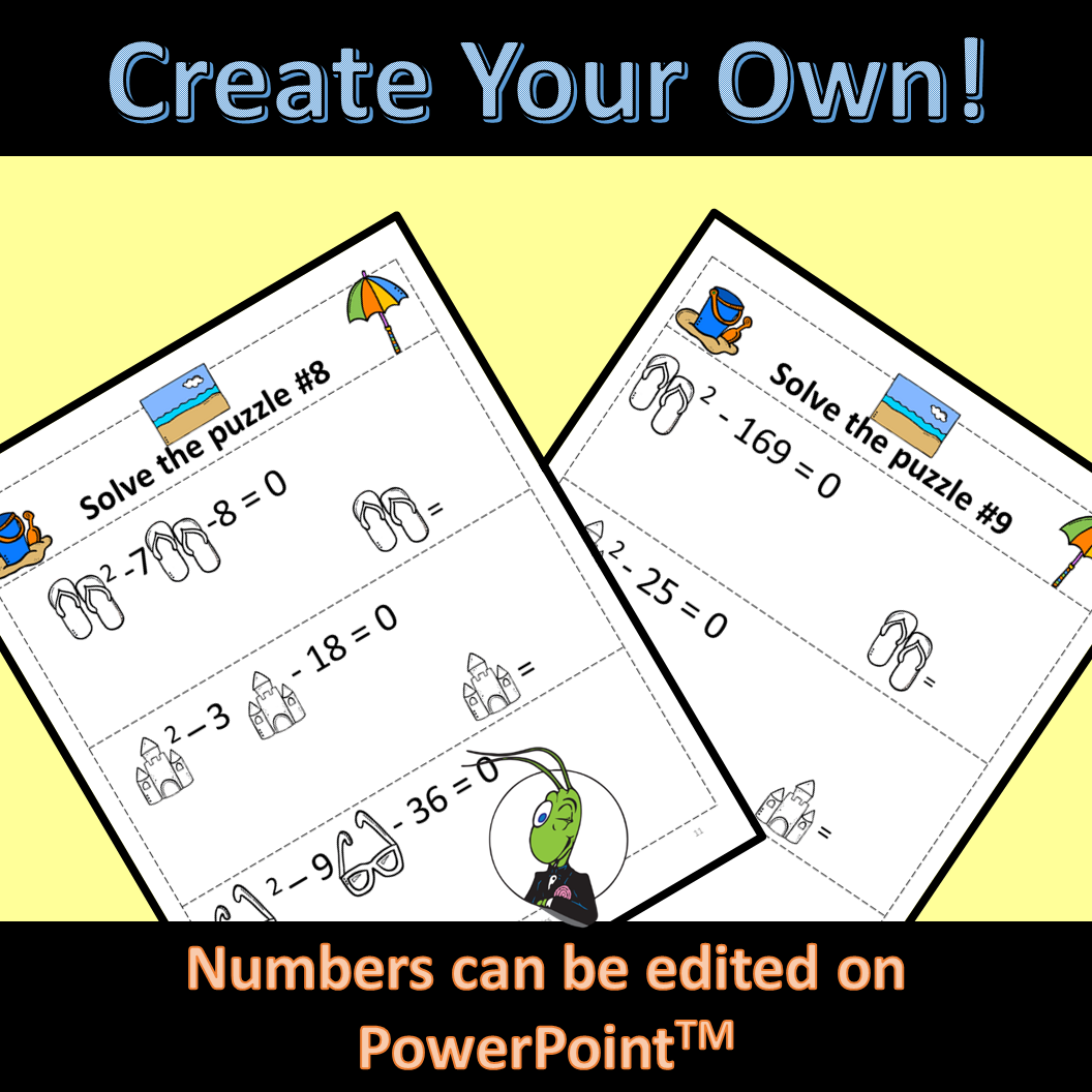 Summer Factoring Trinomials A=1 | Number Sense Logic Puzzles | Algebra ...