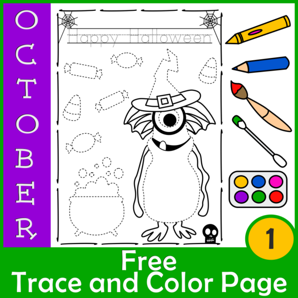 Free Halloween Trace and Color Sheet | Made By Teachers
