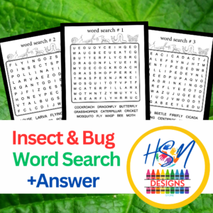 BUGS & INSECTS Word Search Puzzle Worksheets Activity Book (+ 100 words ...