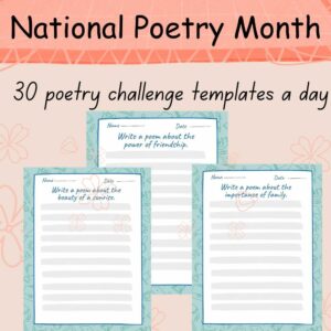 30 poetry challenge templates a day | National Poetry Month Worksheets ...