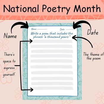 30 poetry challenge templates a day | National Poetry Month Worksheets ...