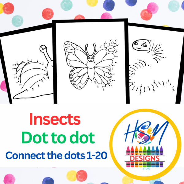 Insects dot to dot, connect the dots 1-20 (7 puzzles) - Spring | Made ...