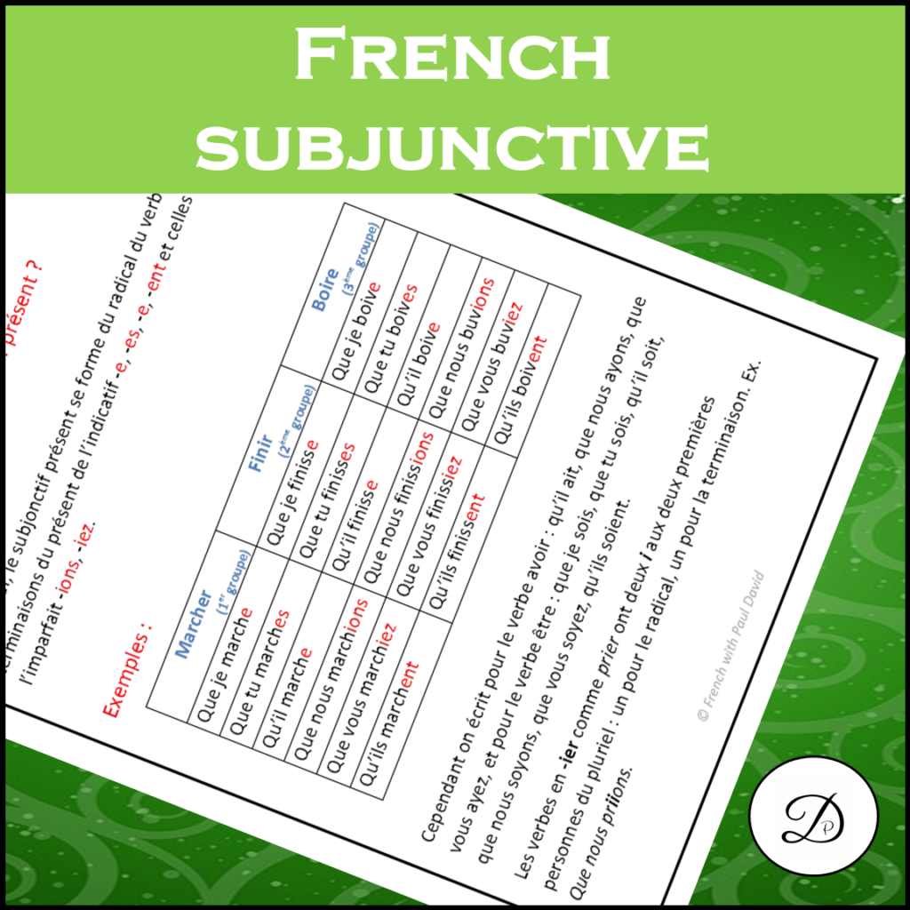 Le subjonctif présent - French subjunctive notes and exercises | Made ...