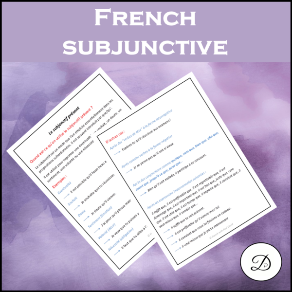 Le subjonctif présent - French subjunctive notes and exercises | Made ...
