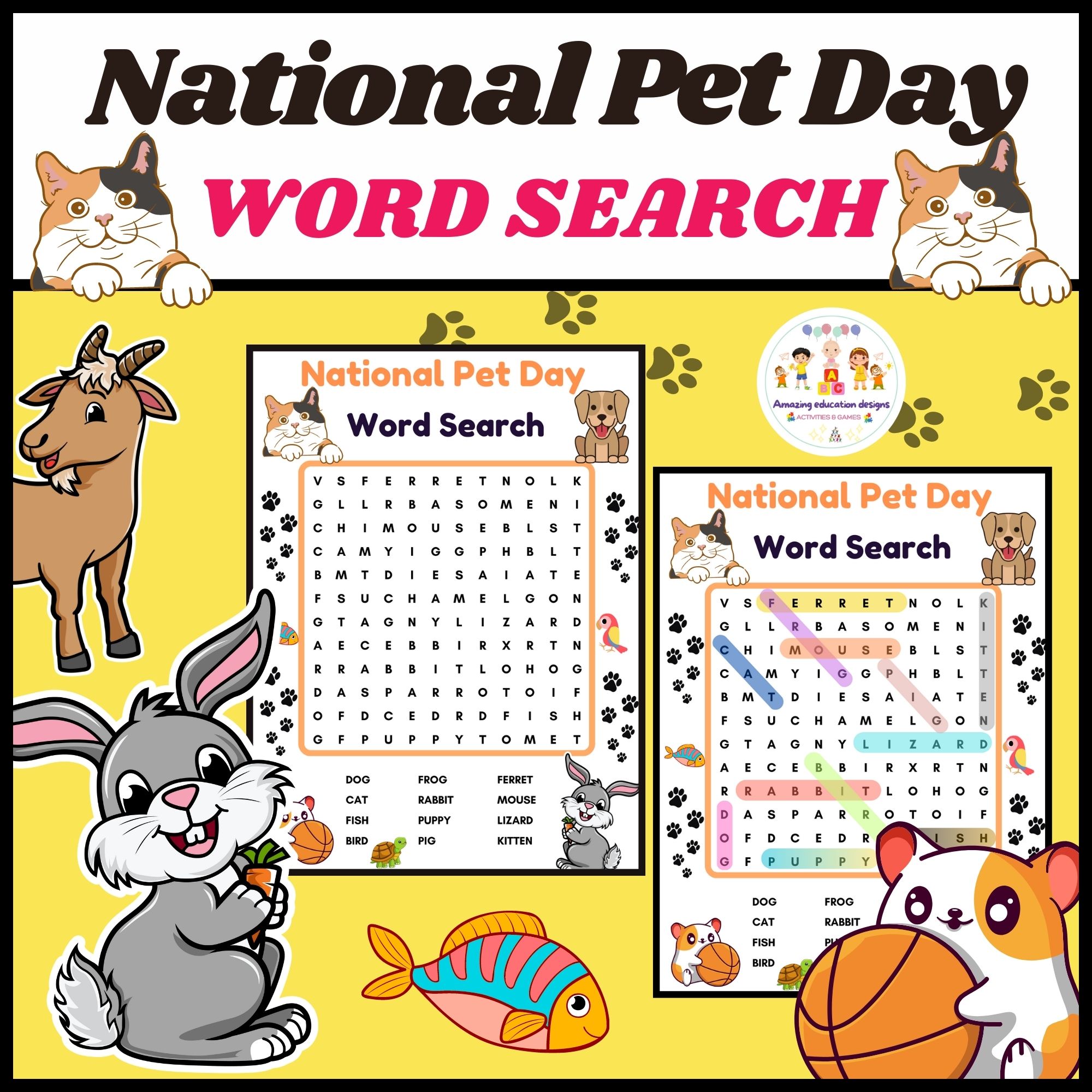 National Pet Day Word Search / Worksheet | Made By Teachers