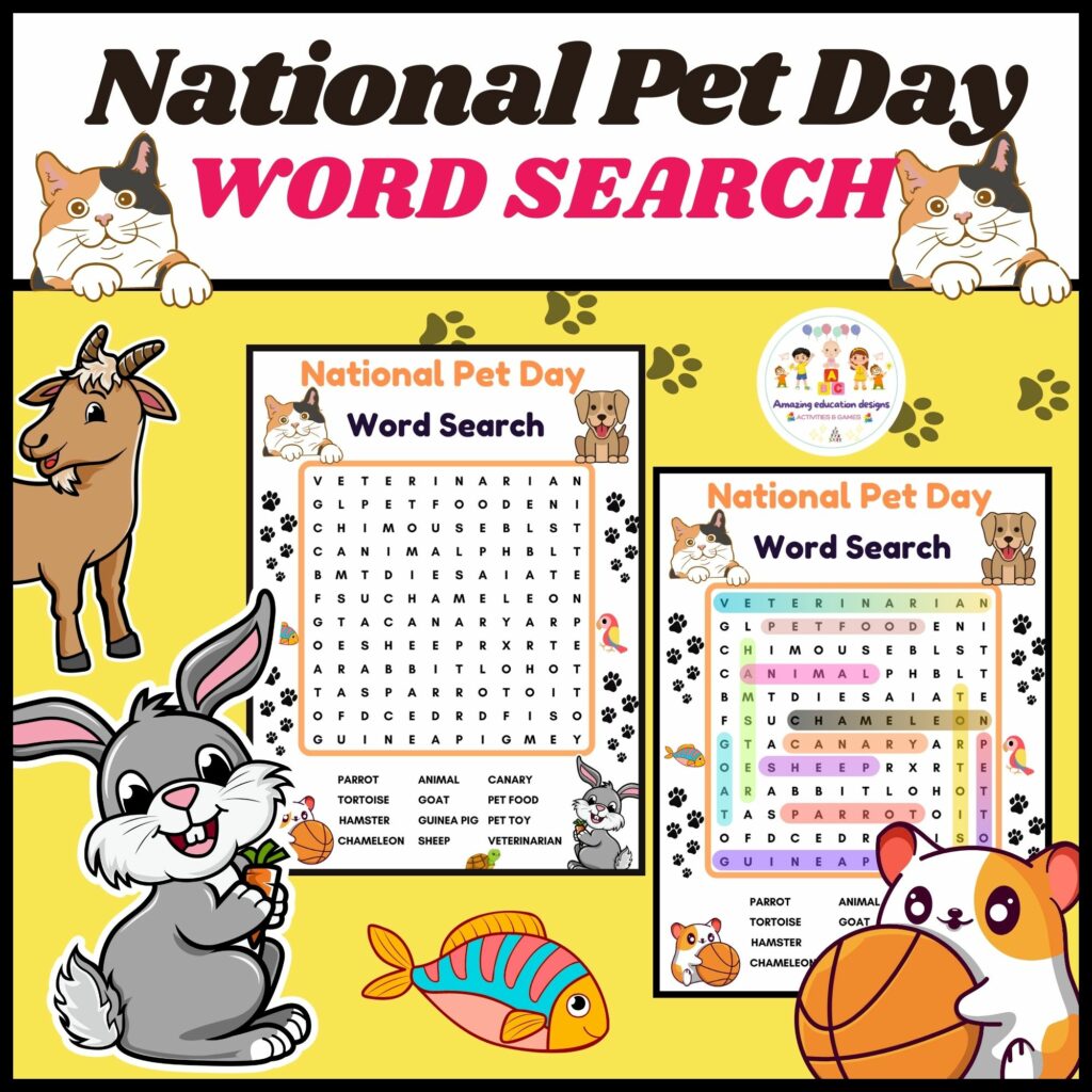 National Pet Day Word Search / Worksheet | Made By Teachers