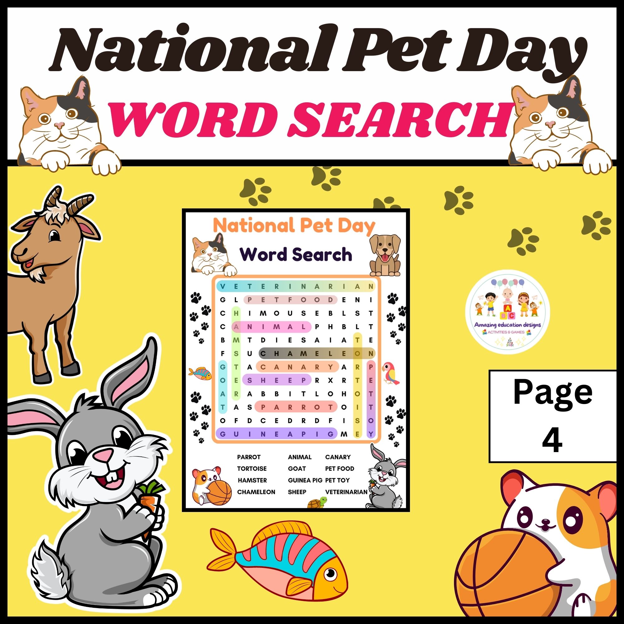 National Pet Day Word Search / Worksheet | Made By Teachers