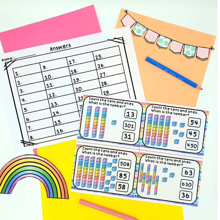 Place Value Task Cards Tens and Ones Kindergarten 1st Grade | Made By ...