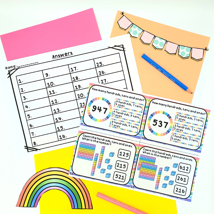 Place Value Task Cards Hundreds Tens Ones Kindergarten 1st Grade 2nd ...