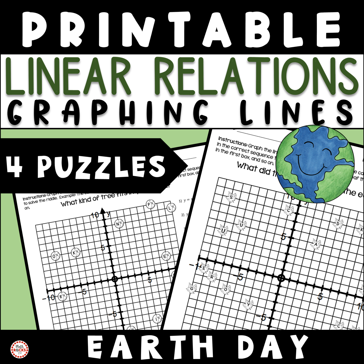 Linear Relations Graphing Lines Earth Day Riddles | Made By Teachers