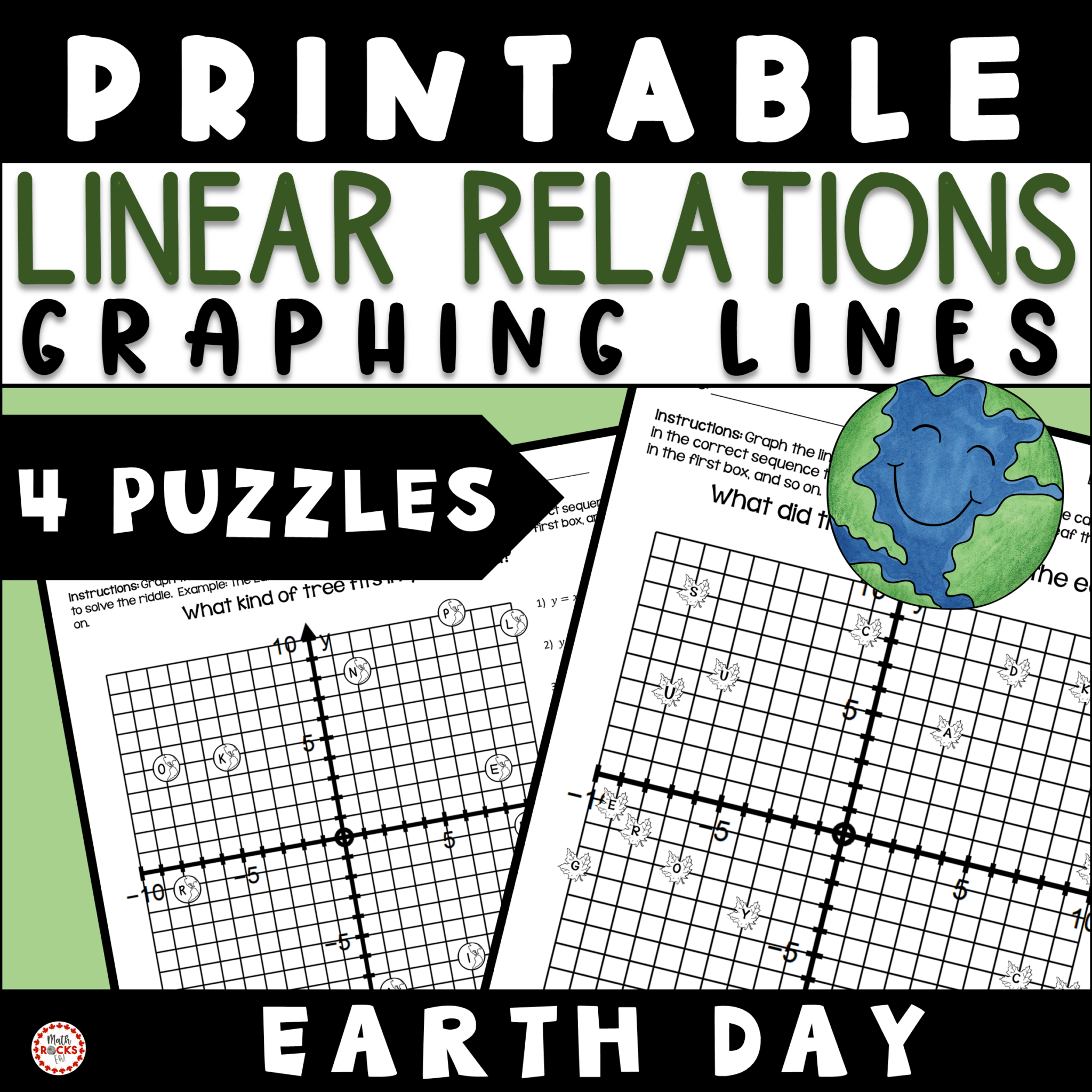 Linear Relations Graphing Lines Earth Day Riddles | Made By Teachers