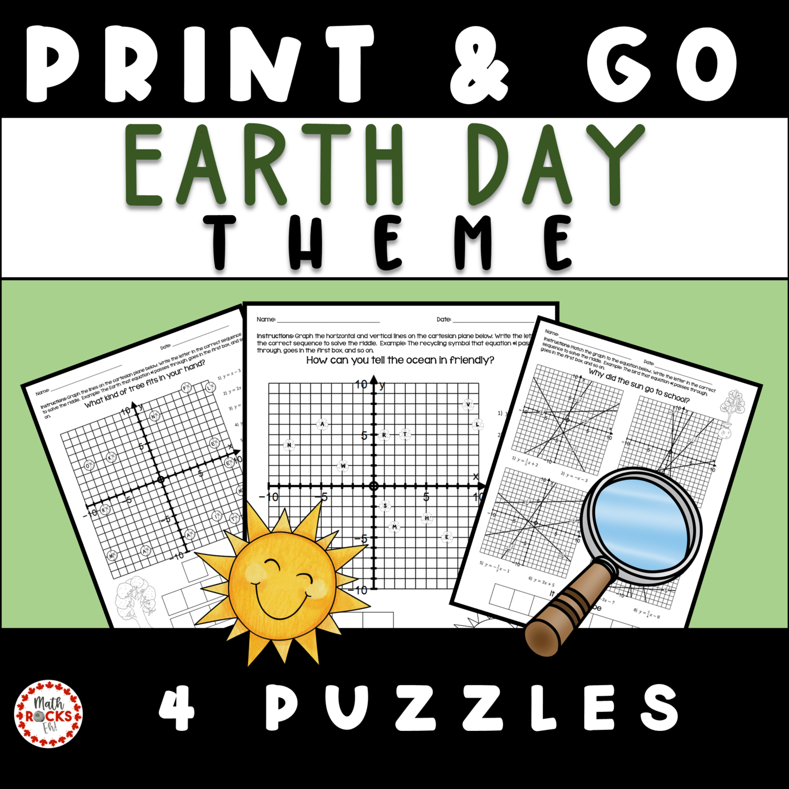Linear Relations Graphing Lines Earth Day Riddles | Made By Teachers