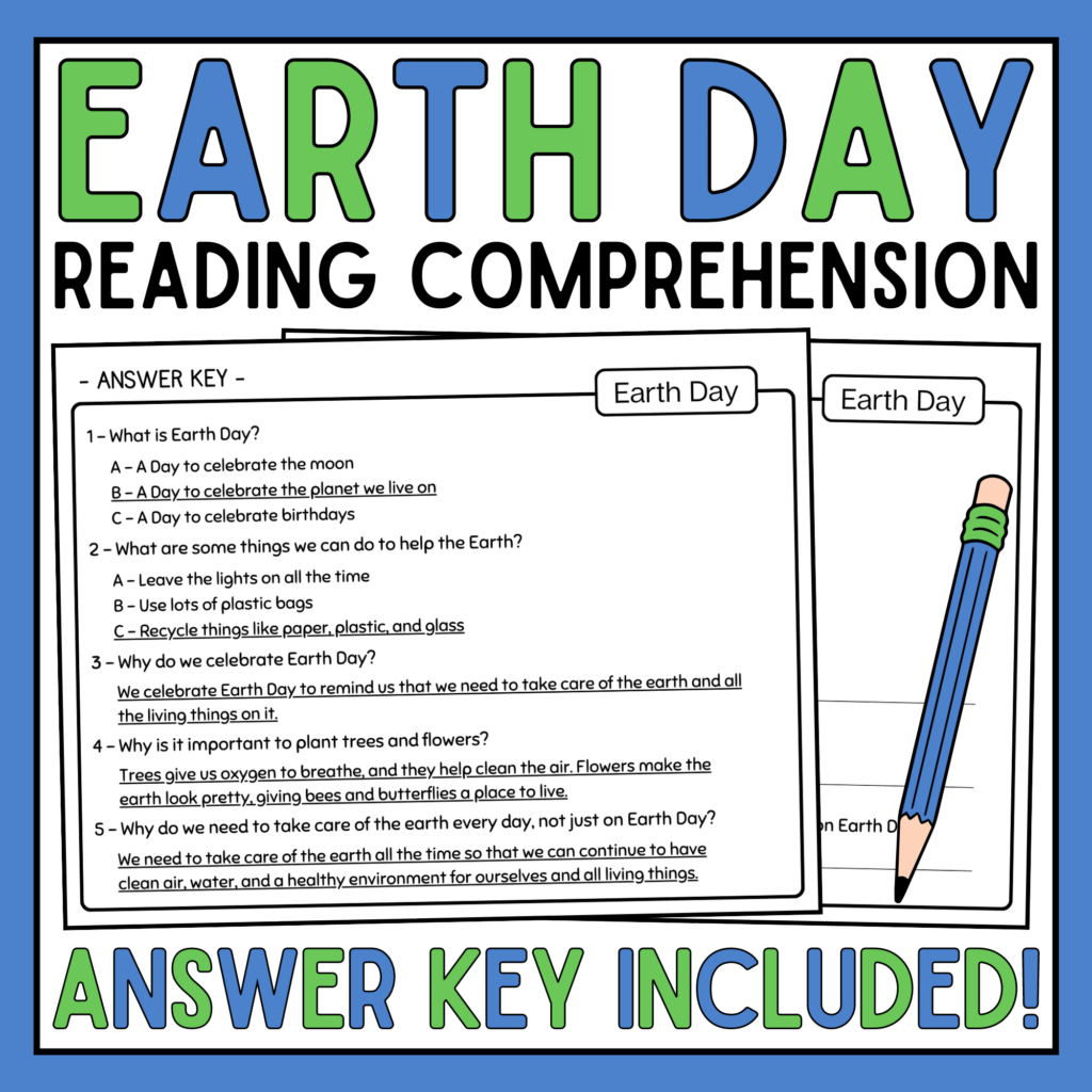 Earth Day Reading Comprehension Passage | Earth Day Reading Passage ...