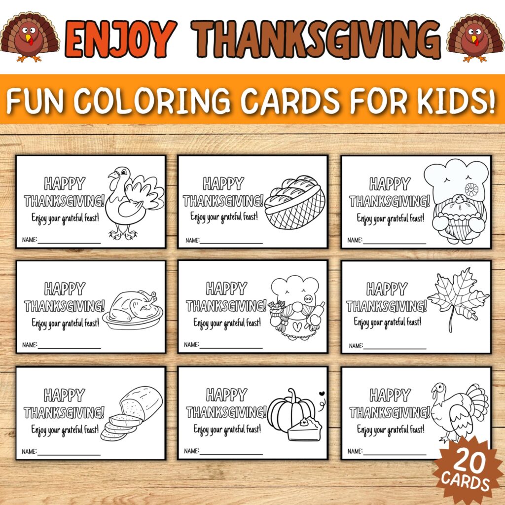 Celebrate The Thanksgiving with Fun and Engaging Coloring Cards For ...