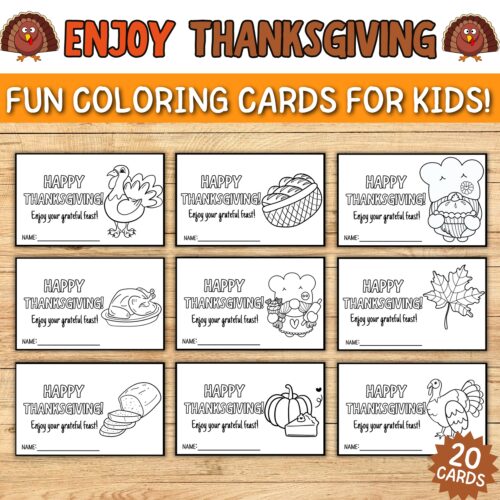 Celebrate The Thanksgiving with Fun and Engaging Coloring Cards For ...