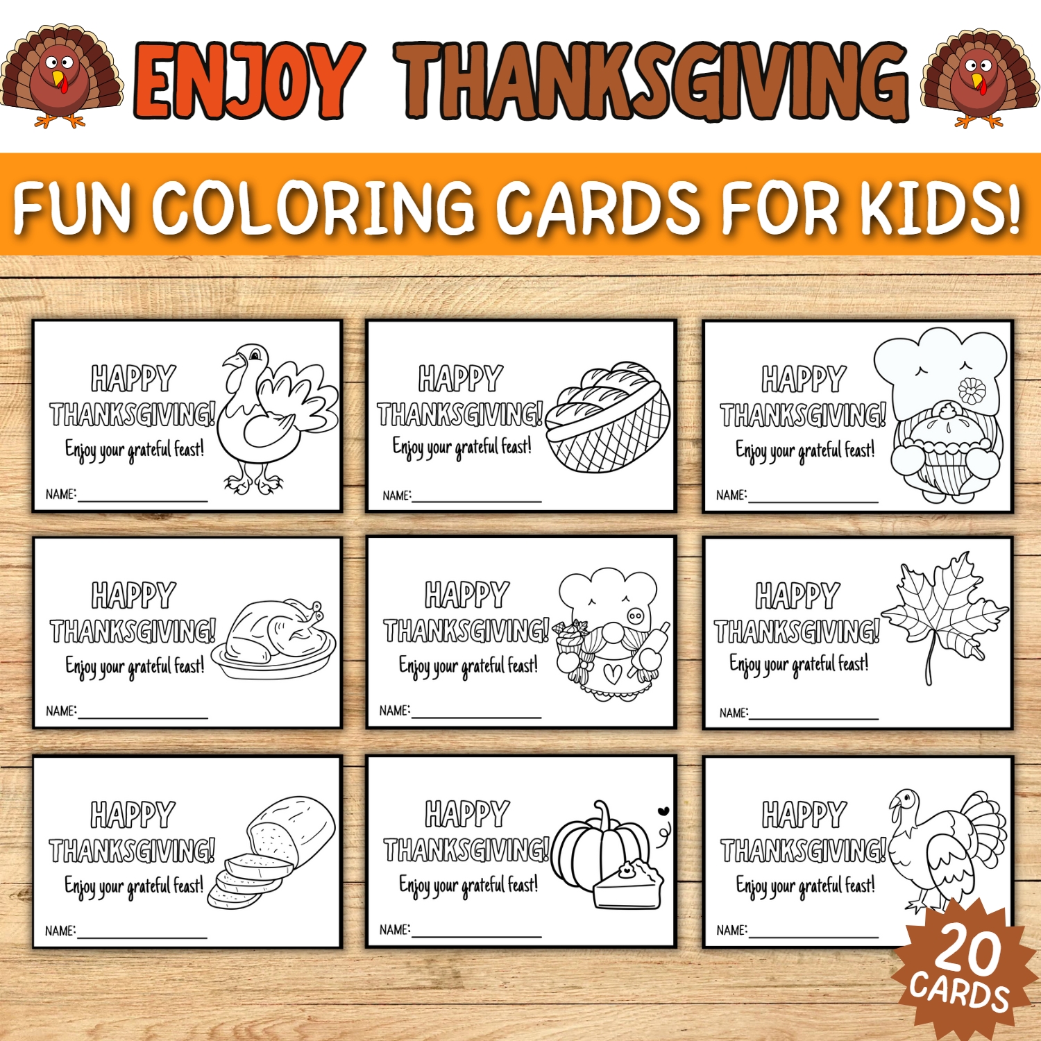 Celebrate The Thanksgiving with Fun and Engaging Coloring Cards For ...