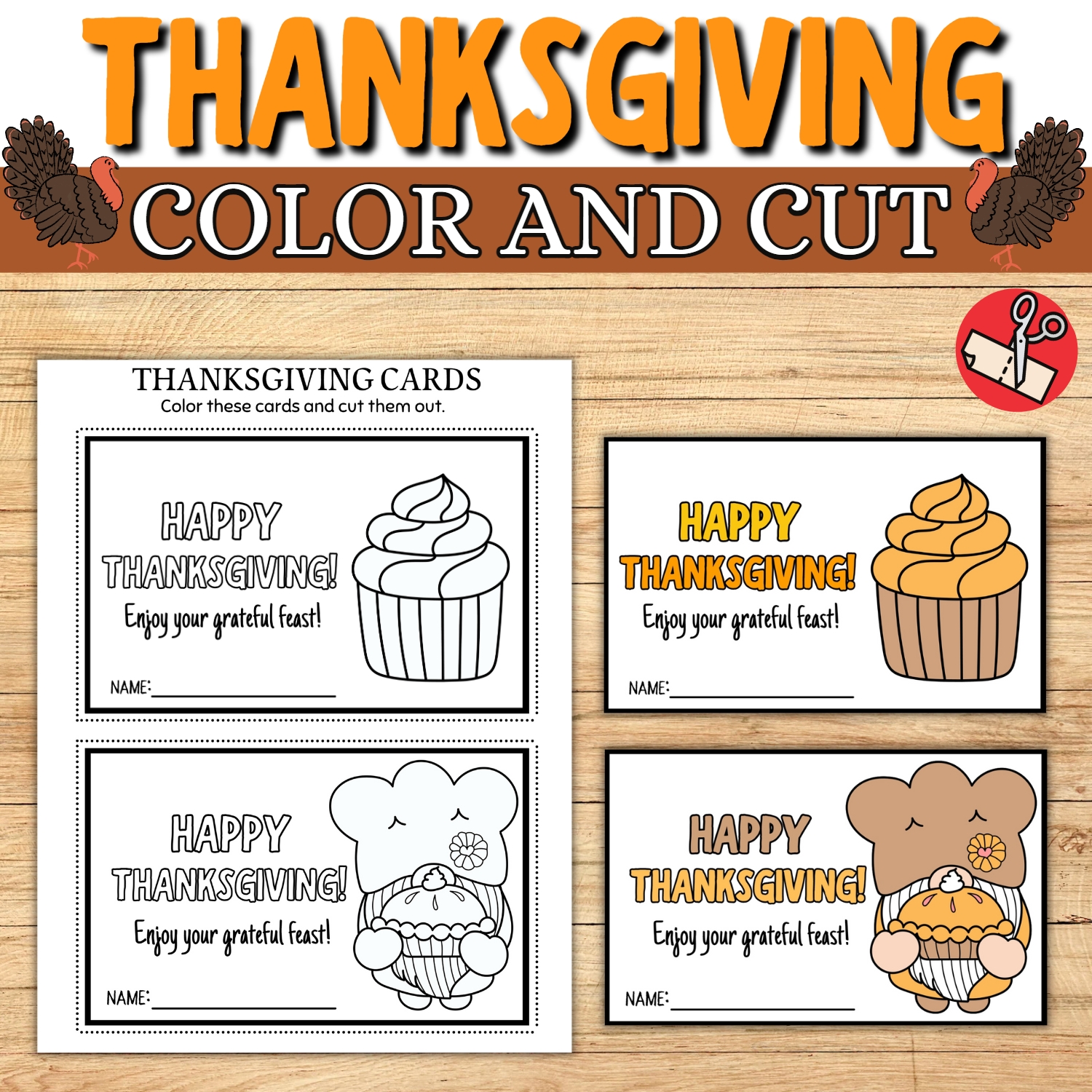 Celebrate The Thanksgiving with Fun and Engaging Coloring Cards For ...