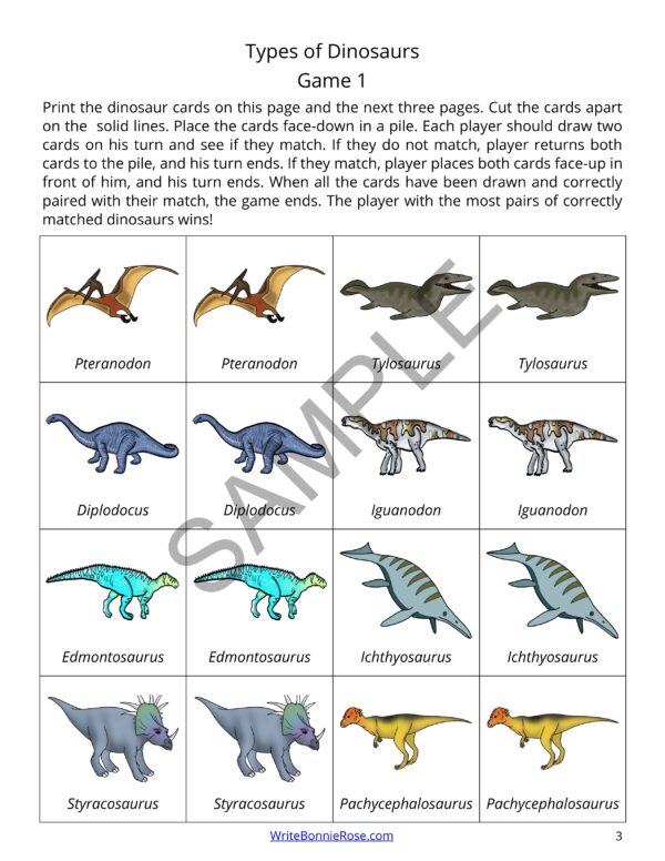Types of Dinosaurs Matching Game | Made By Teachers