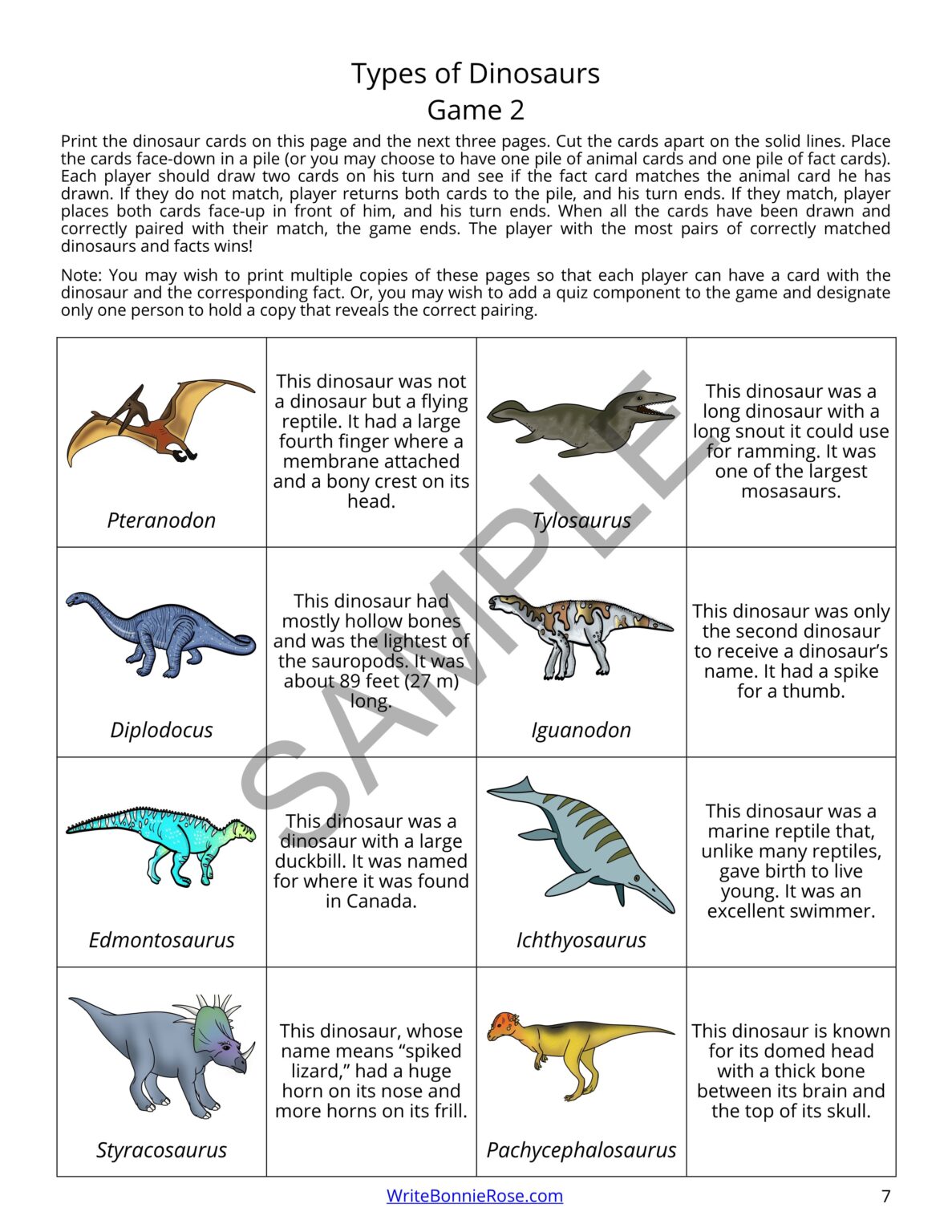 Types of Dinosaurs Matching Game | Made By Teachers