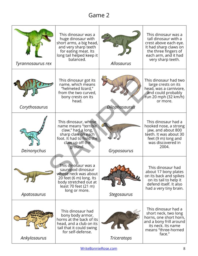 Types of Dinosaurs Matching Game | Made By Teachers
