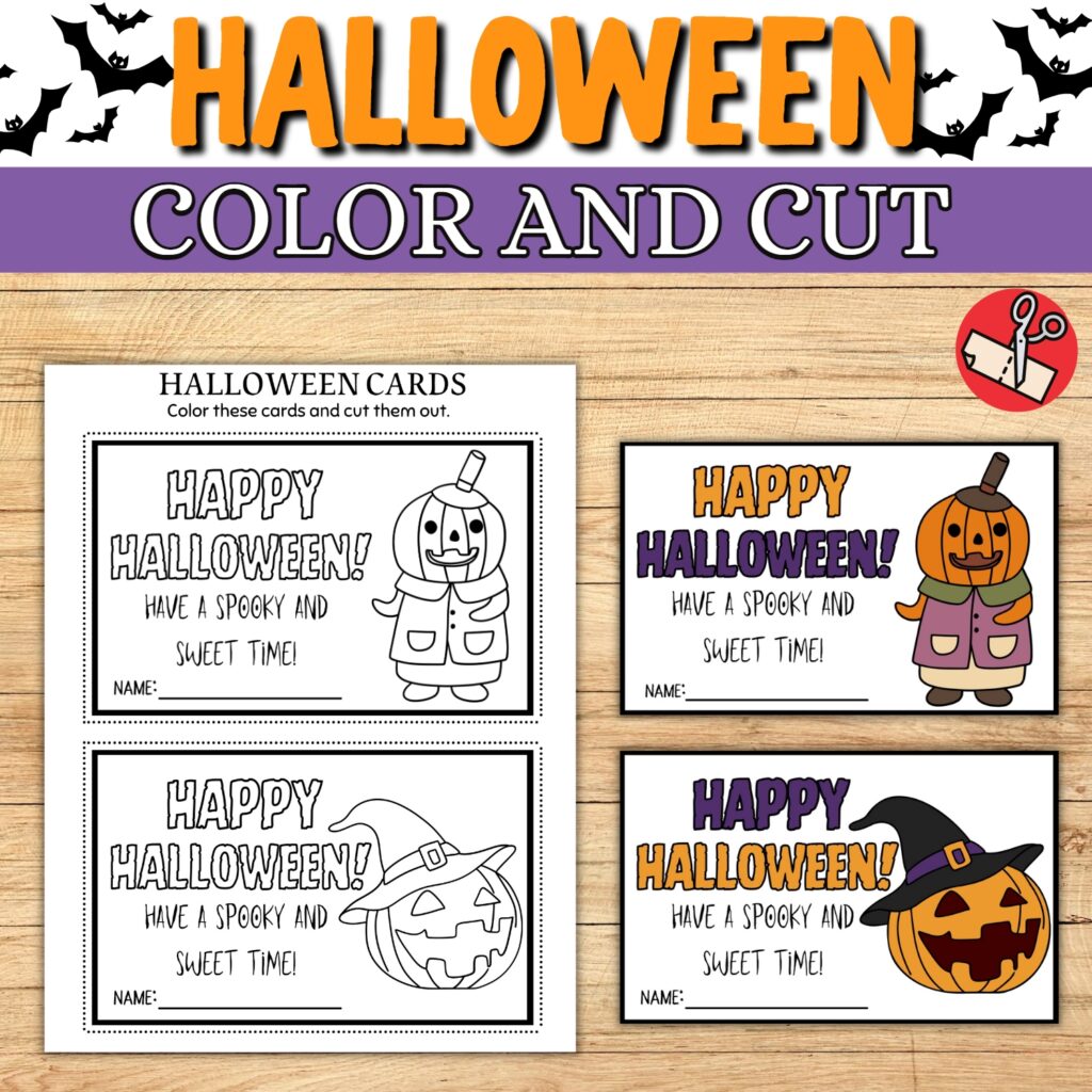 Celebrate The Halloween with Fun and Engaging Coloring Cards For Kids ...