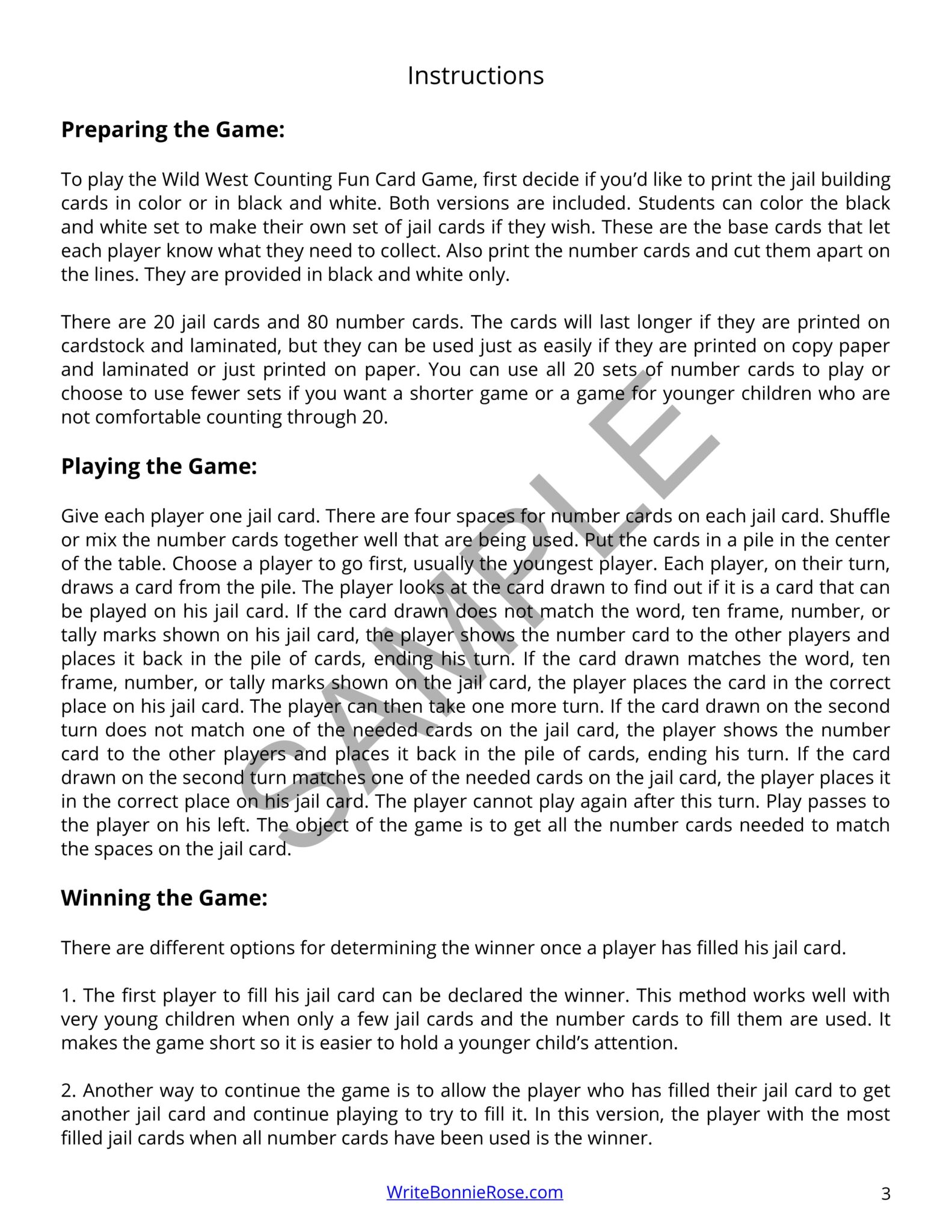 Wild West Counting Fun Card Game | Made By Teachers