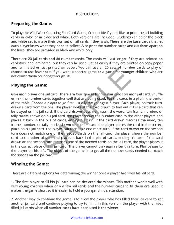 Wild West Counting Fun Card Game | Made By Teachers