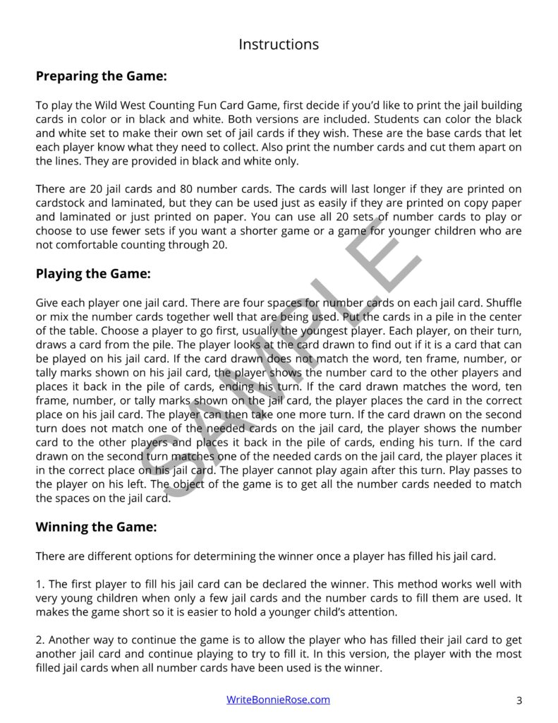 Wild West Counting Fun Card Game | Made By Teachers