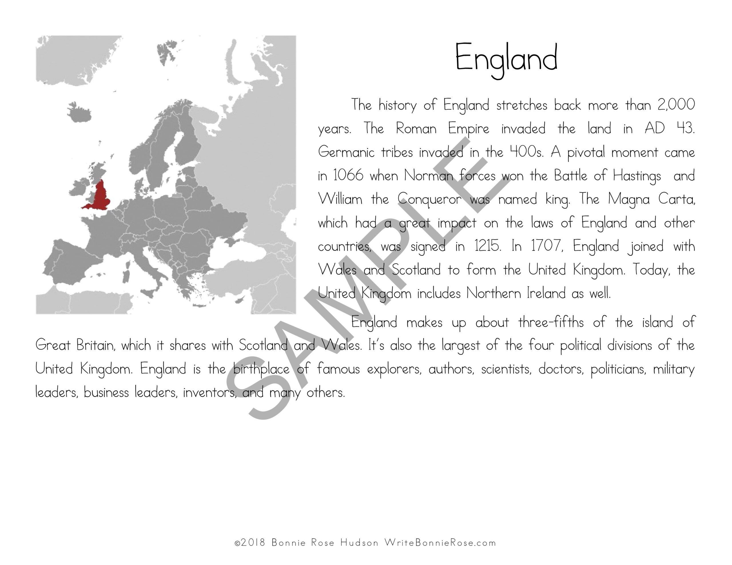 My Book About England with Print Copywork | Made By Teachers