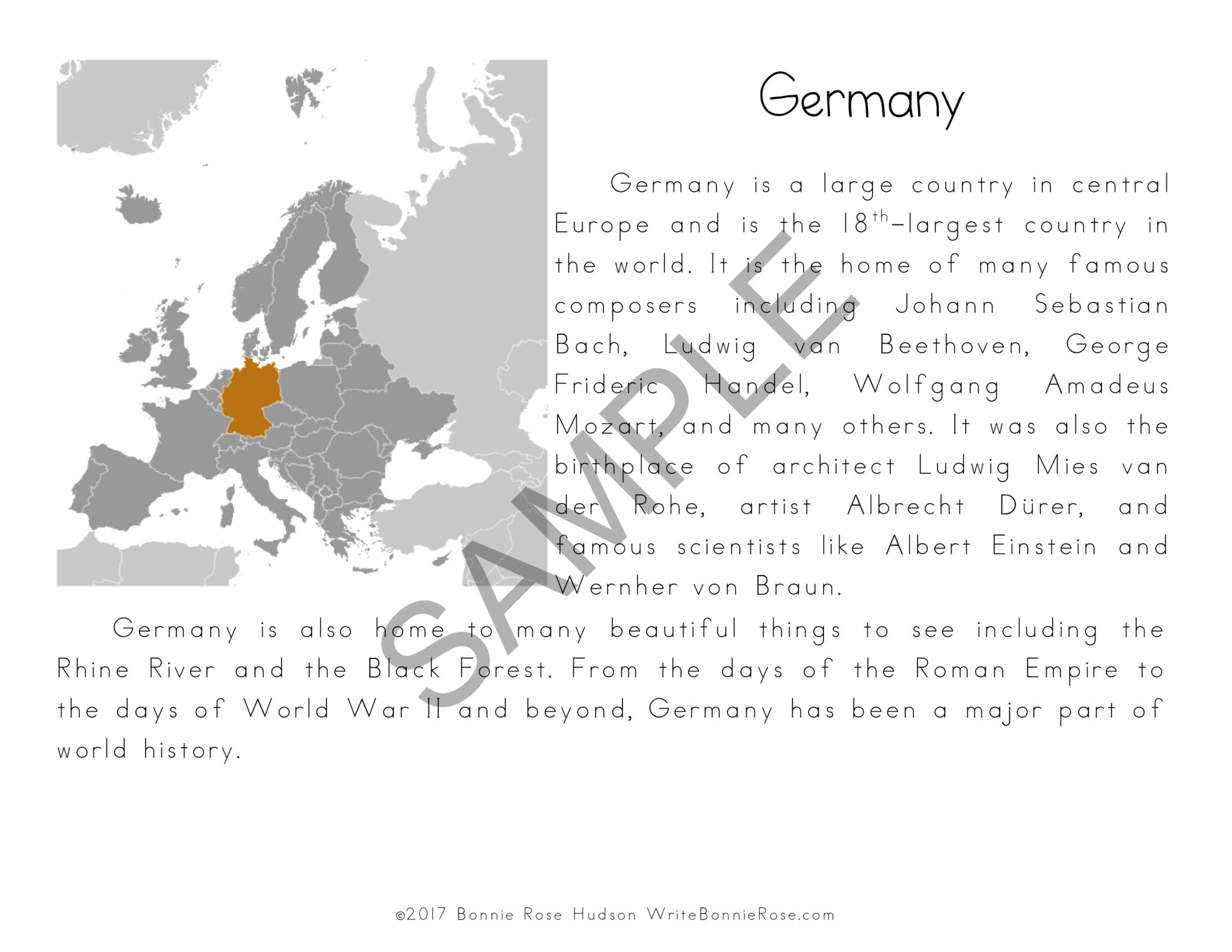 My Book About Germany with Cursive Copywork | Made By Teachers