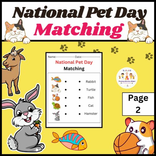 National Pet Day Matching / Worksheet | Made By Teachers