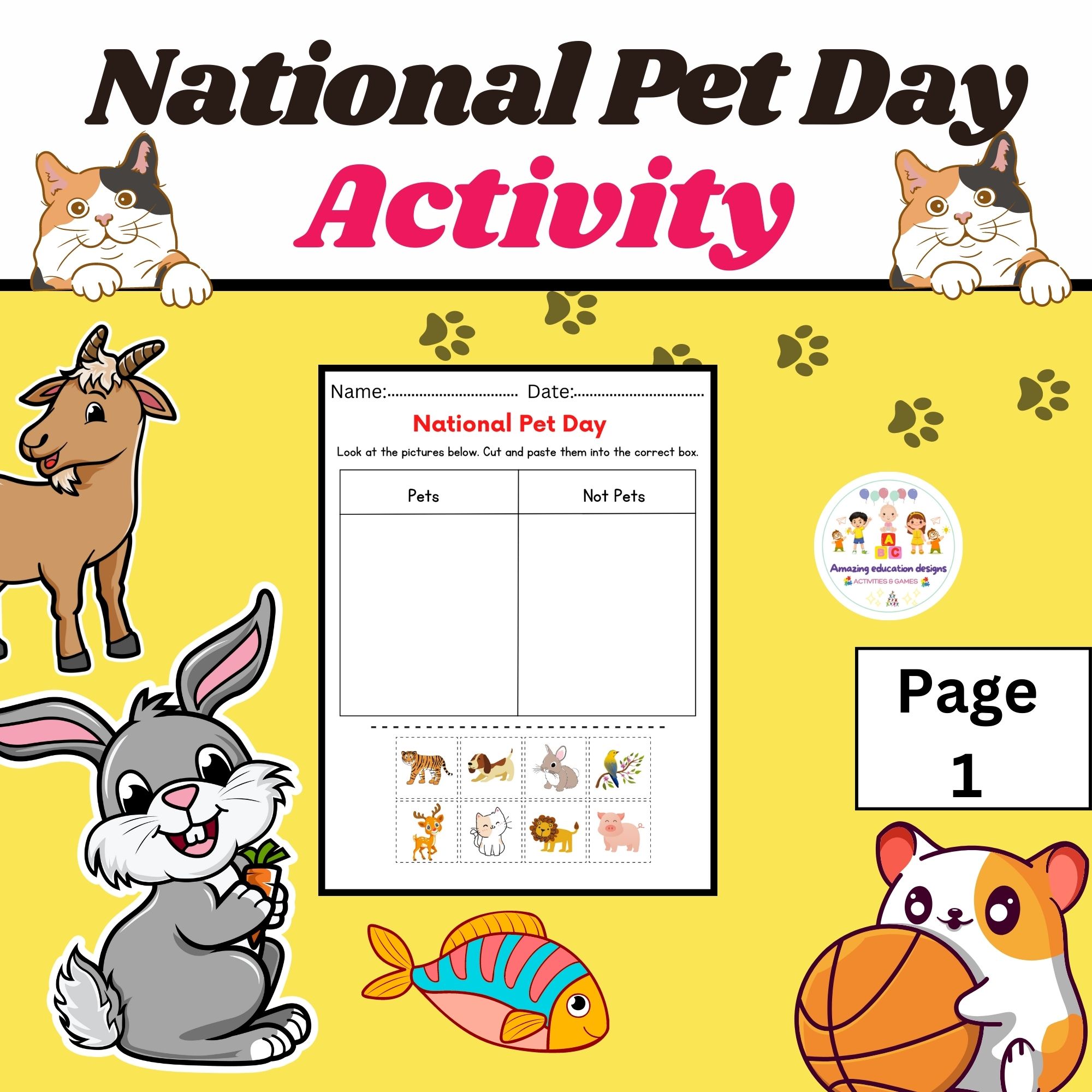 National Pet Day Activity / Pets / Not Pets / Worksheet | Made By Teachers