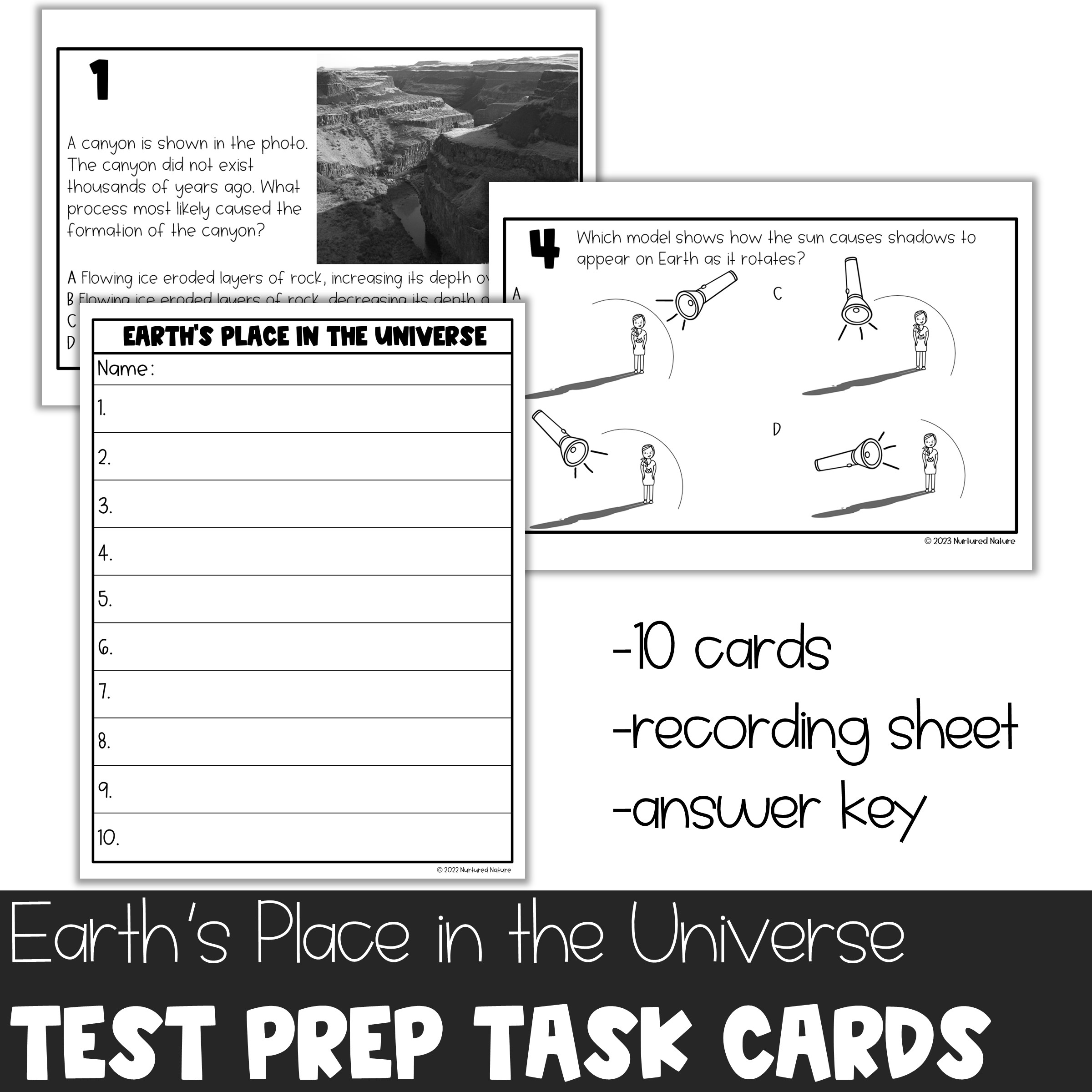 Earth’s Place in the Universe - Science Test Review Task Cards 4.ESS1 ...
