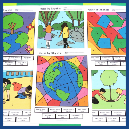 Earth Day Themed Color by Rhythm Worksheets | Made By Teachers